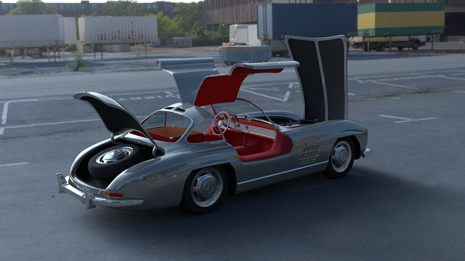 Fully Modelled Rigged Mercedes 300SL Gullwing HDRI 3D model rigged ...