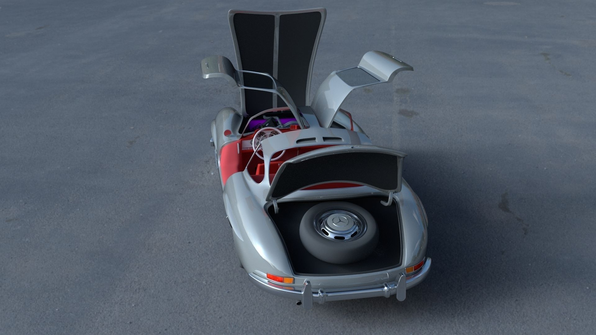 Fully Modelled Rigged Mercedes 300SL Gullwing HDRI 3D model rigged ...