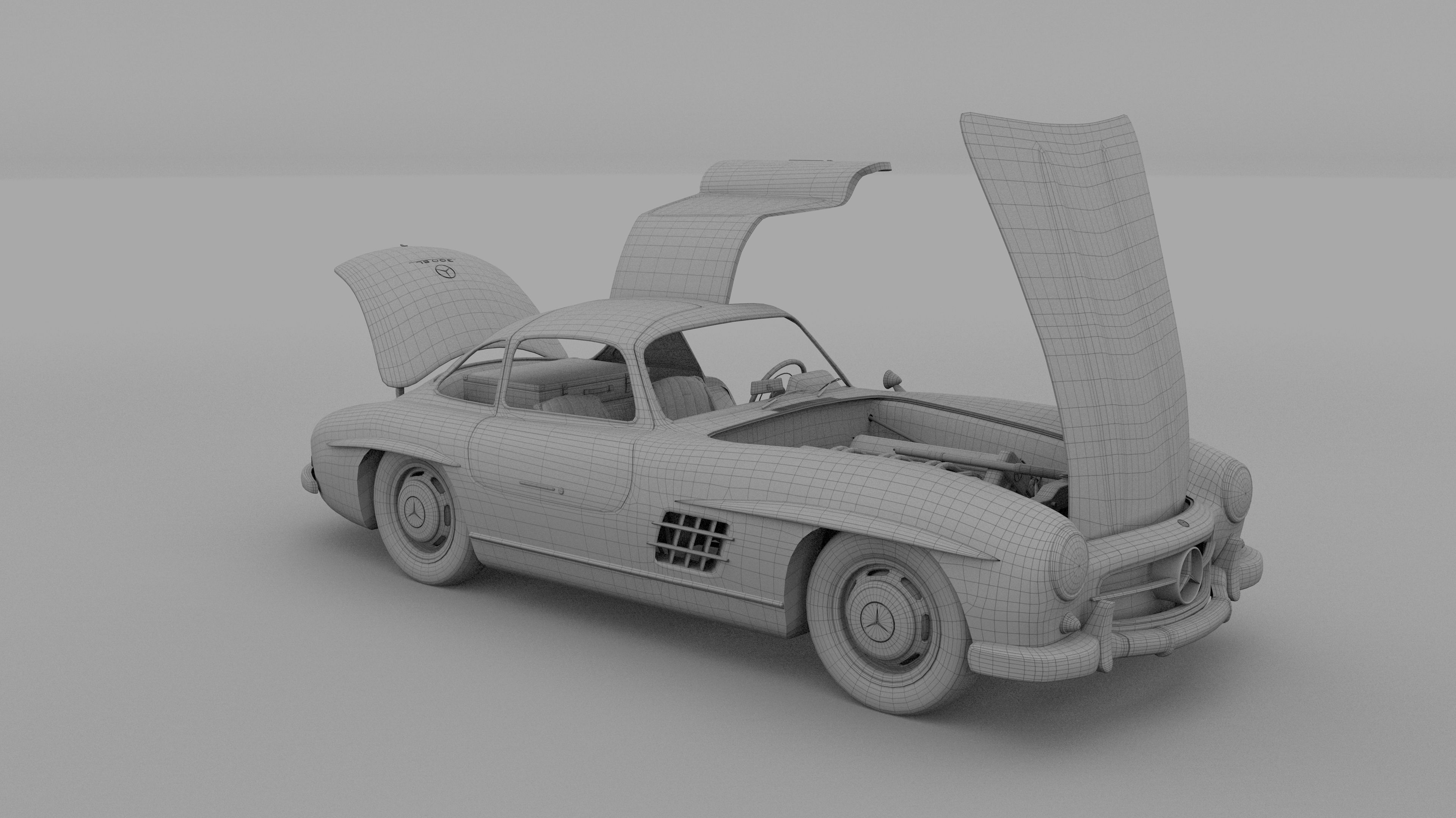 Fully Modelled Rigged Mercedes 300SL Gullwing HDRI 3D model rigged ...