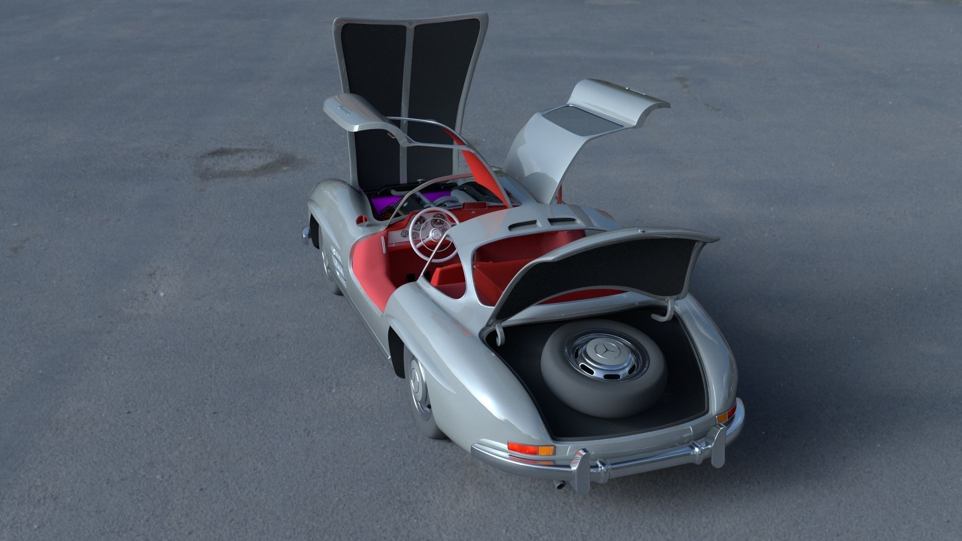 Fully Modelled Rigged Mercedes 300SL Gullwing HDRI 3D model rigged ...
