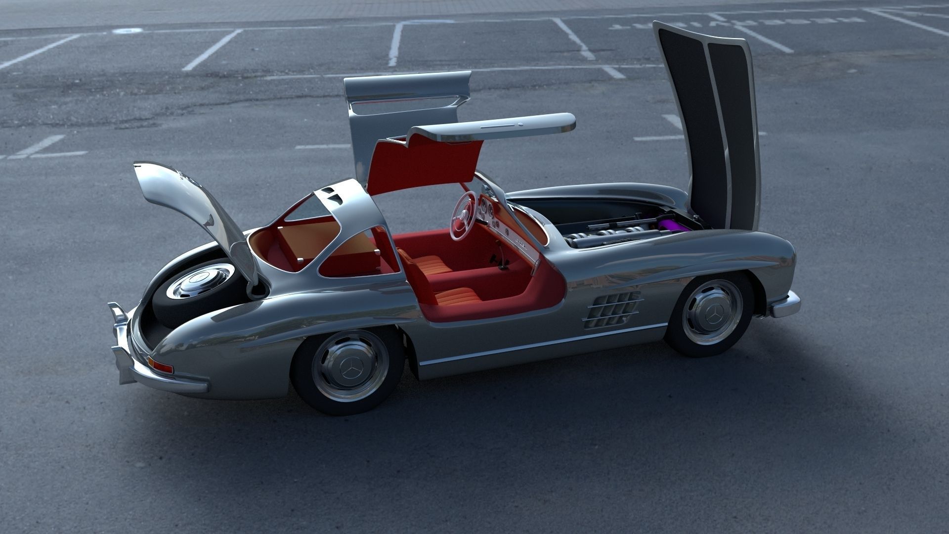 Fully Modelled Rigged Mercedes 300SL Gullwing HDRI 3D model rigged ...