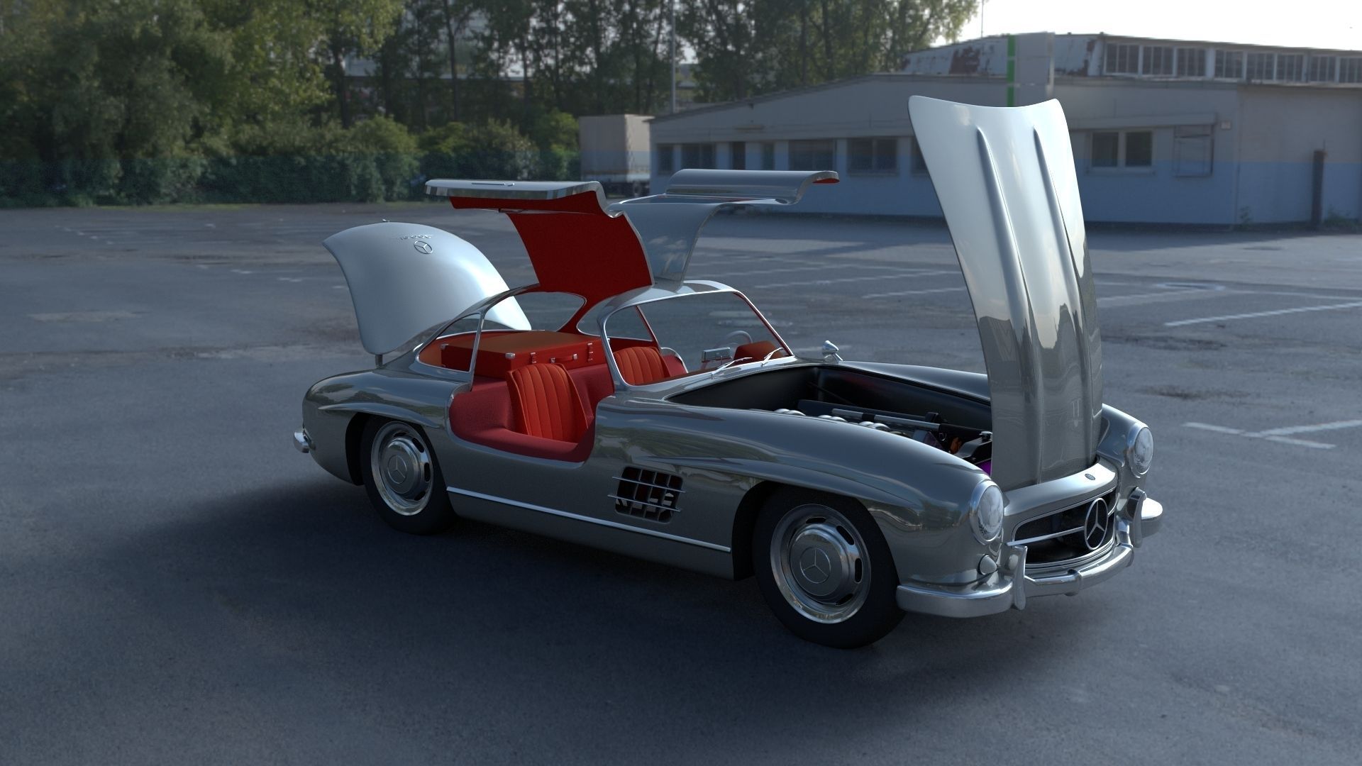 Fully Modelled Rigged Mercedes 300SL Gullwing HDRI 3D model rigged ...