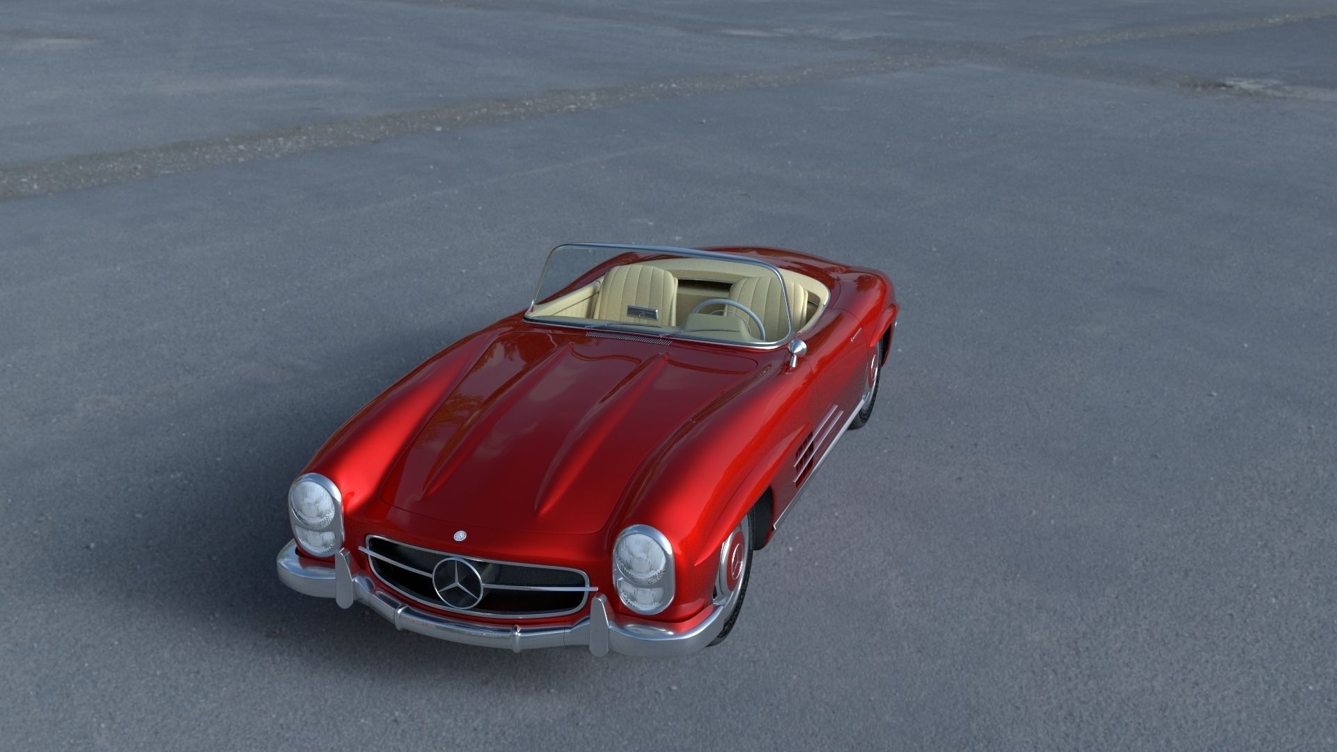 Fully Modelled Mercedes 300SL Roadster Red HDRI 3D model | CGTrader