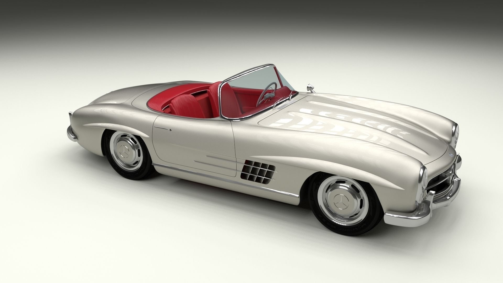 Fully Modelled Mercedes 300SL Roadster Silver HDRI 3D model | CGTrader