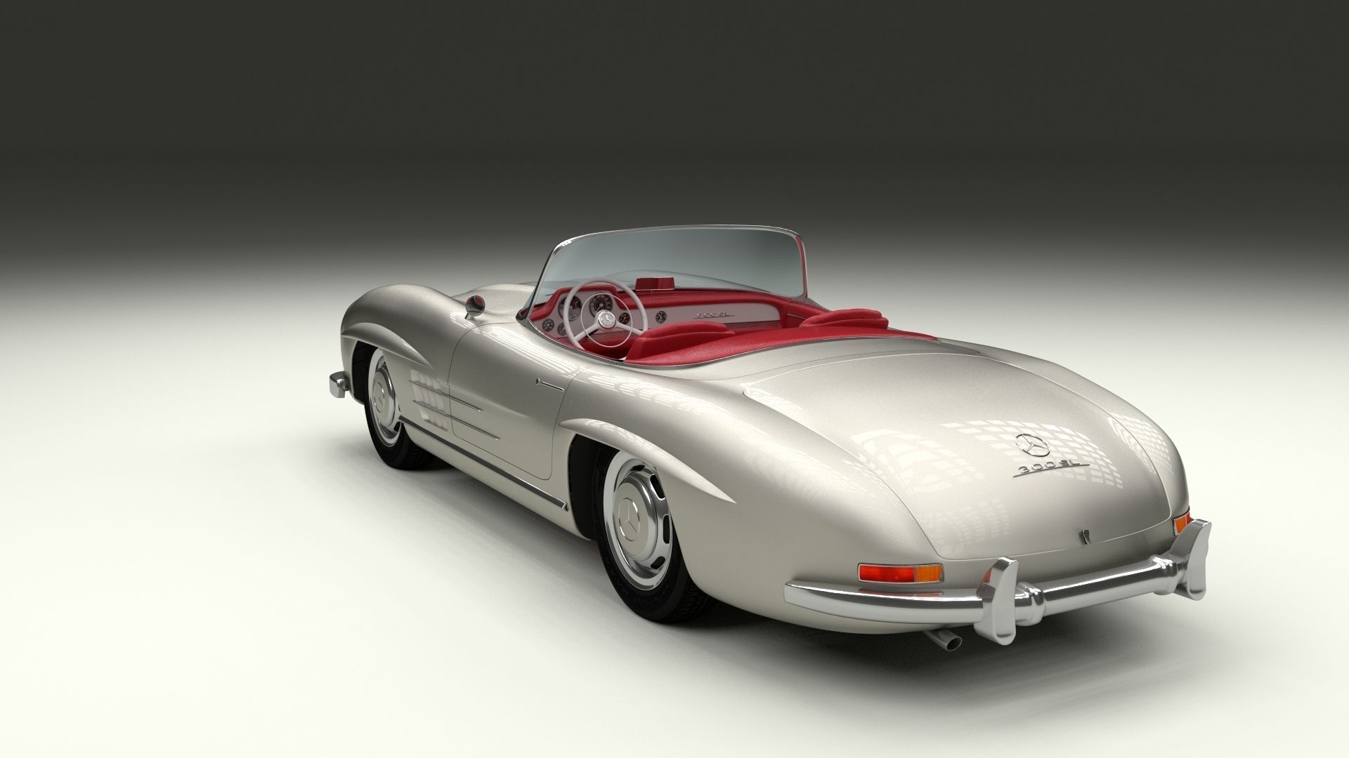 Fully Modelled Mercedes 300SL Roadster Silver HDRI 3D model | CGTrader