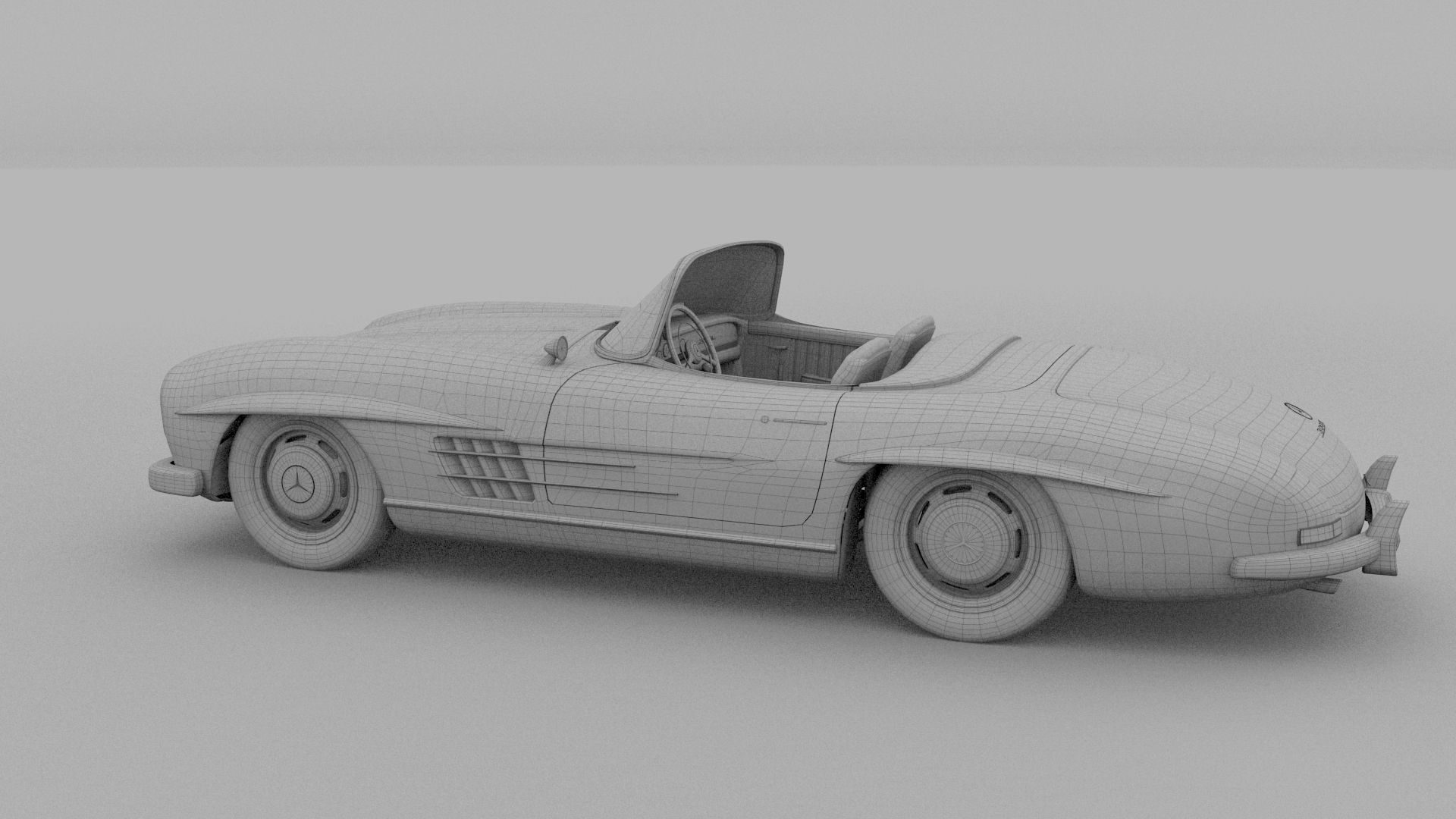 Fully Modelled Mercedes 300SL Roadster Silver HDRI 3D model | CGTrader