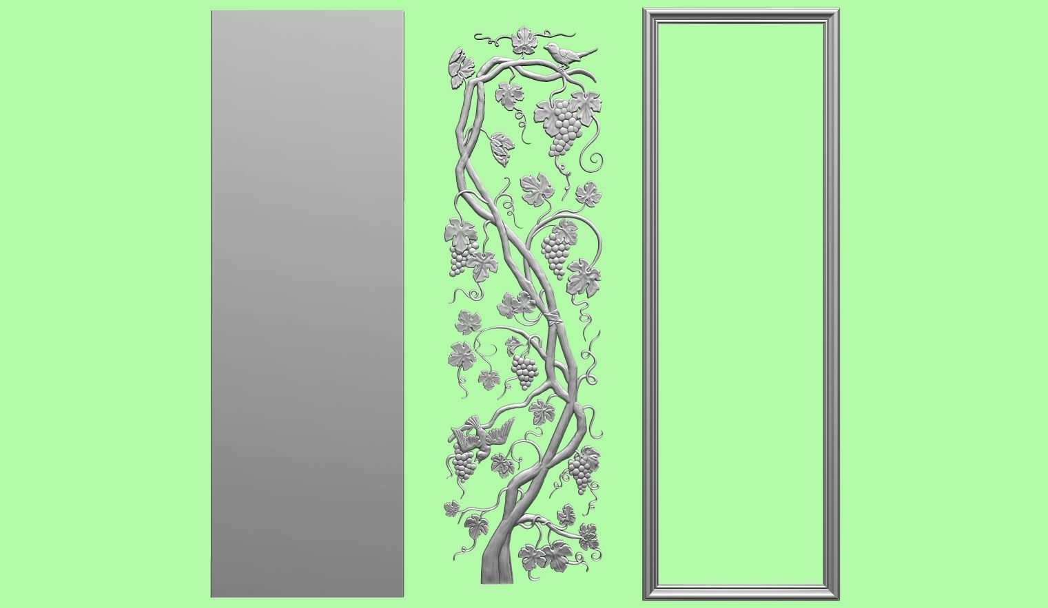 Framed panel with Vine plant and birds 3D model | CGTrader