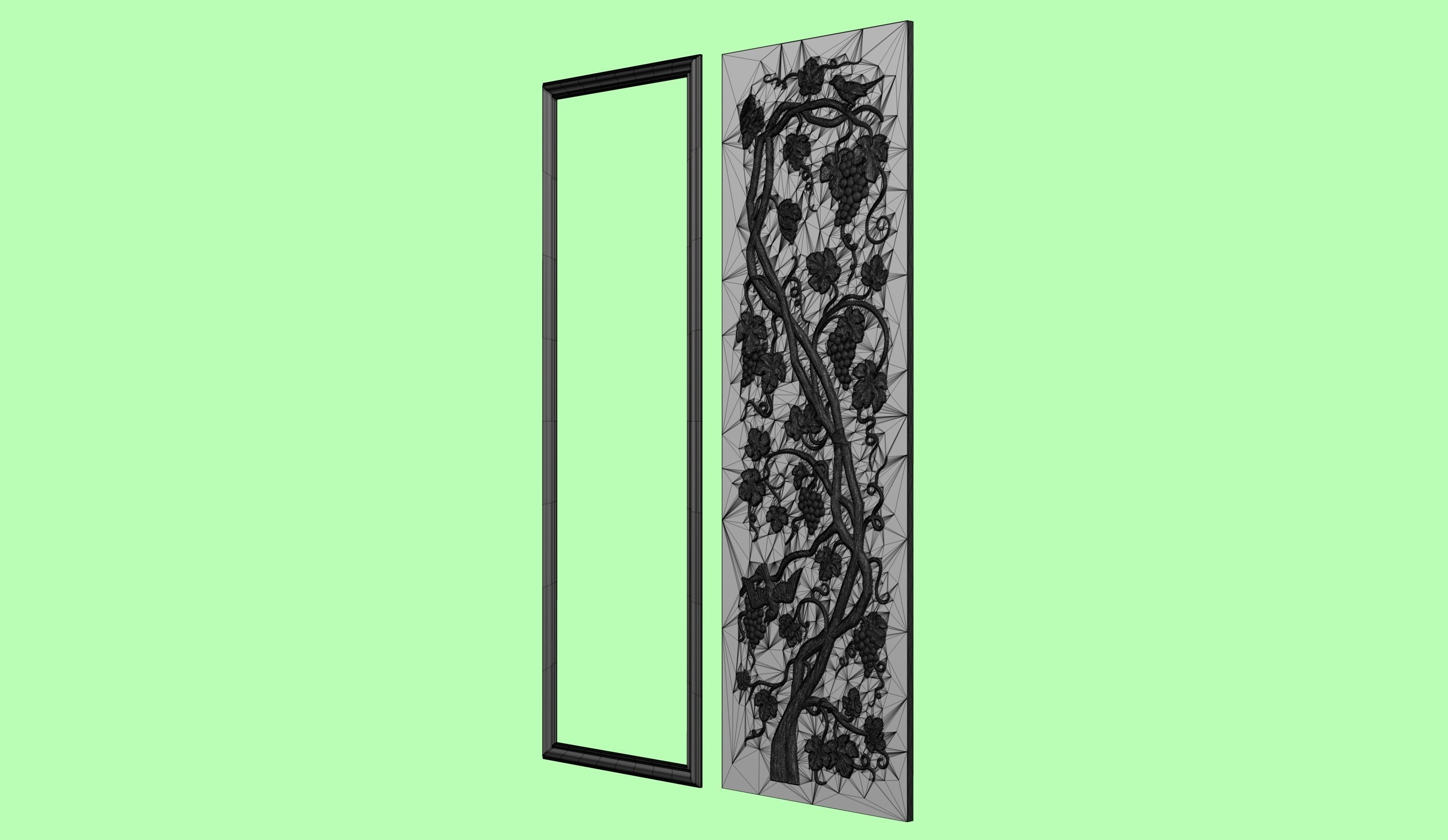 Framed panel with Vine plant and birds 3D model | CGTrader