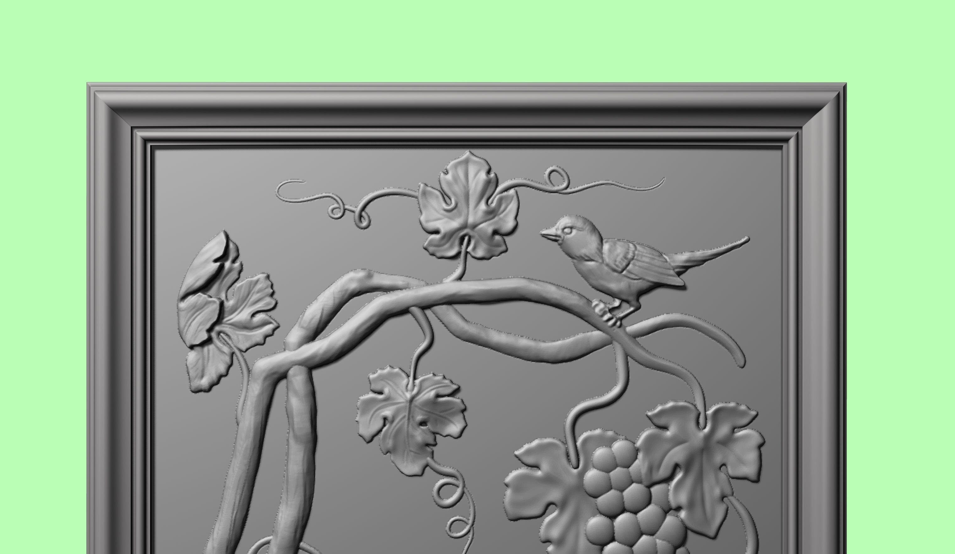 Framed panel with Vine plant and birds 3D model | CGTrader