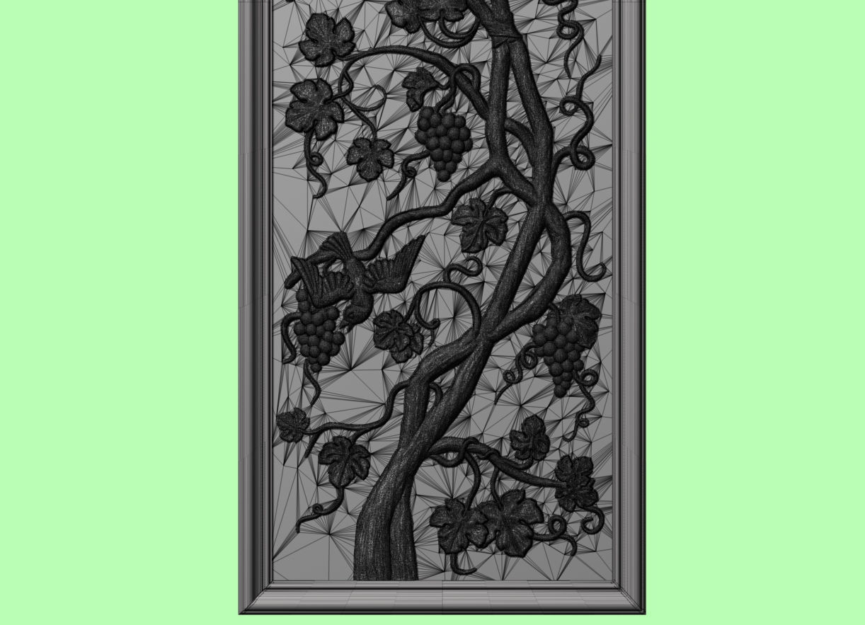 Framed panel with Vine plant and birds 3D model | CGTrader