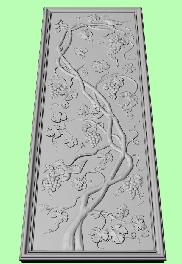 Framed panel with Vine plant and birds 3D model | CGTrader