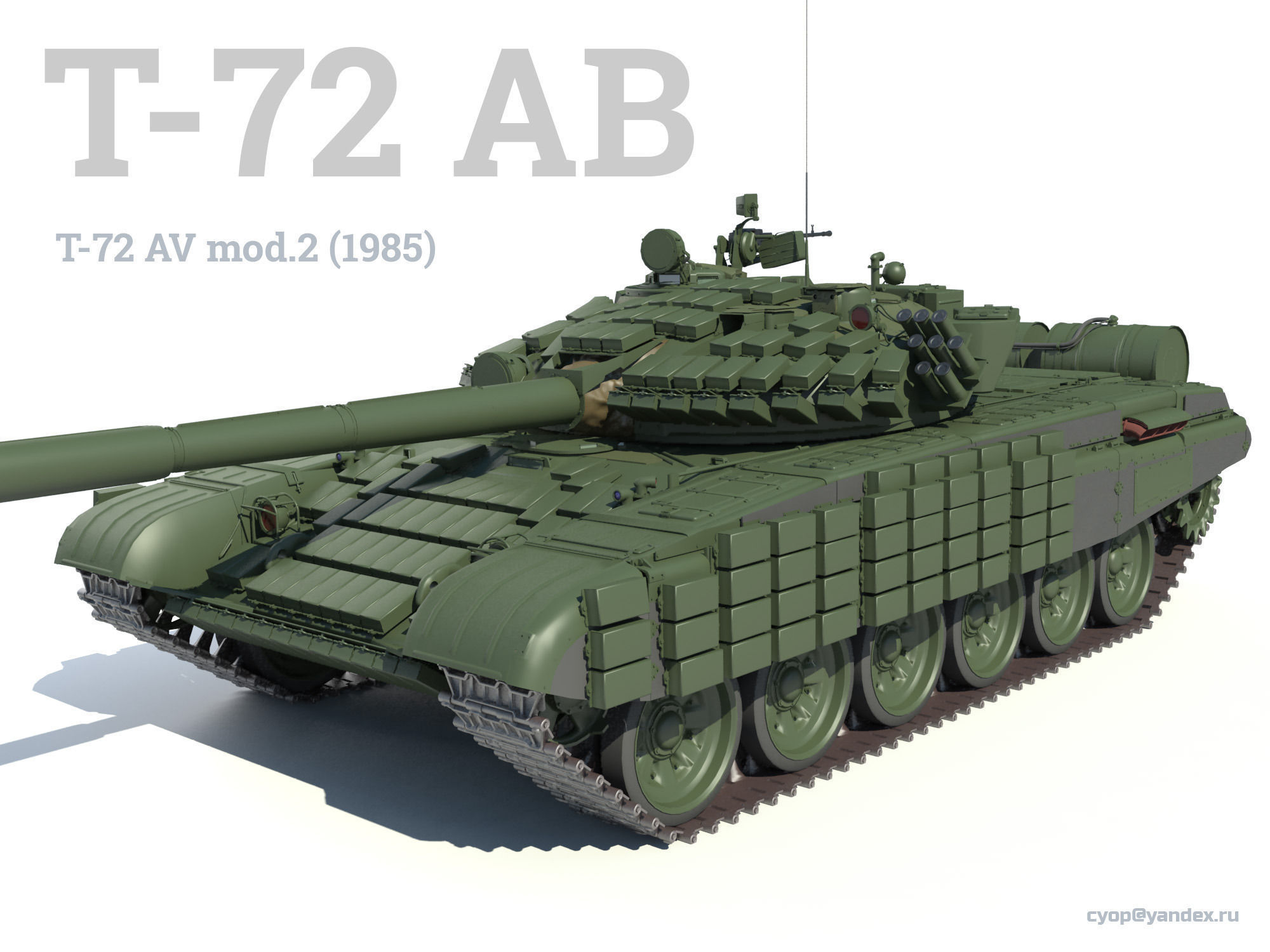 T-72AV Russian main battle tank 2 in 1 3D model | CGTrader
