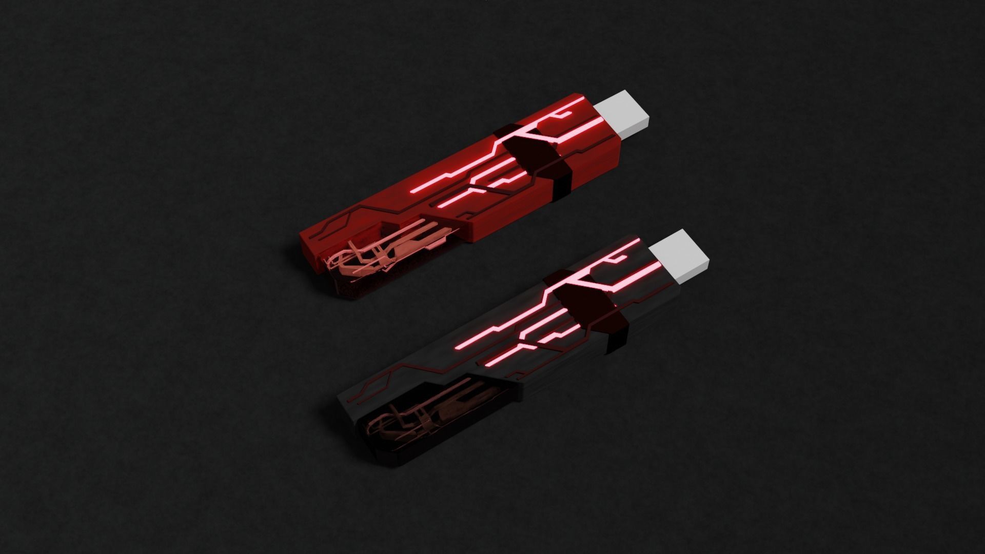 3D model USB Stick Flash Drive - Cyberpunk style - Red and Black VR ...