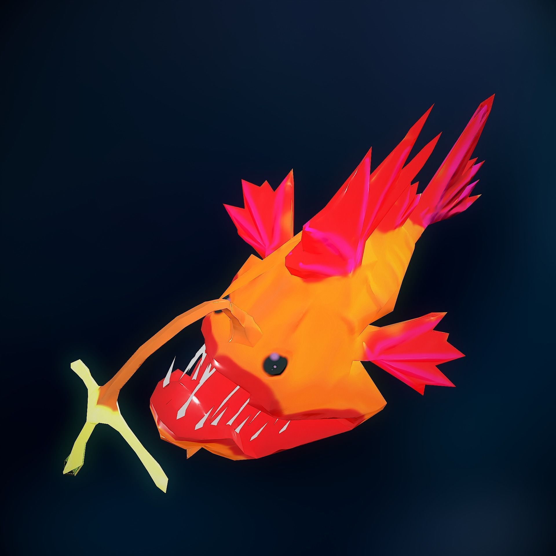 Stylized Anglerfish free VR / AR / low-poly 3D model animated rigged ...