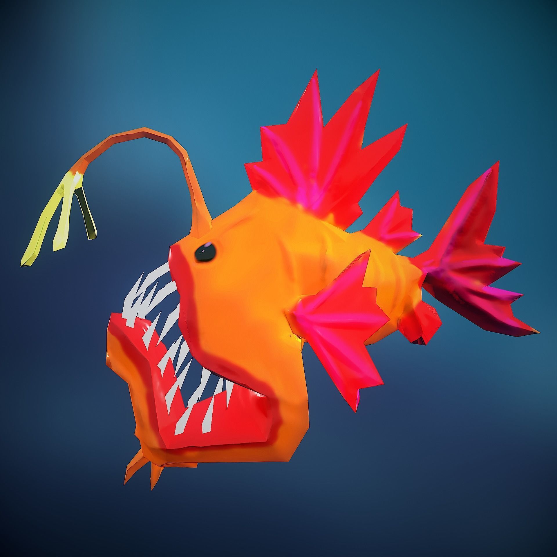 Stylized Anglerfish free VR / AR / low-poly 3D model animated rigged ...