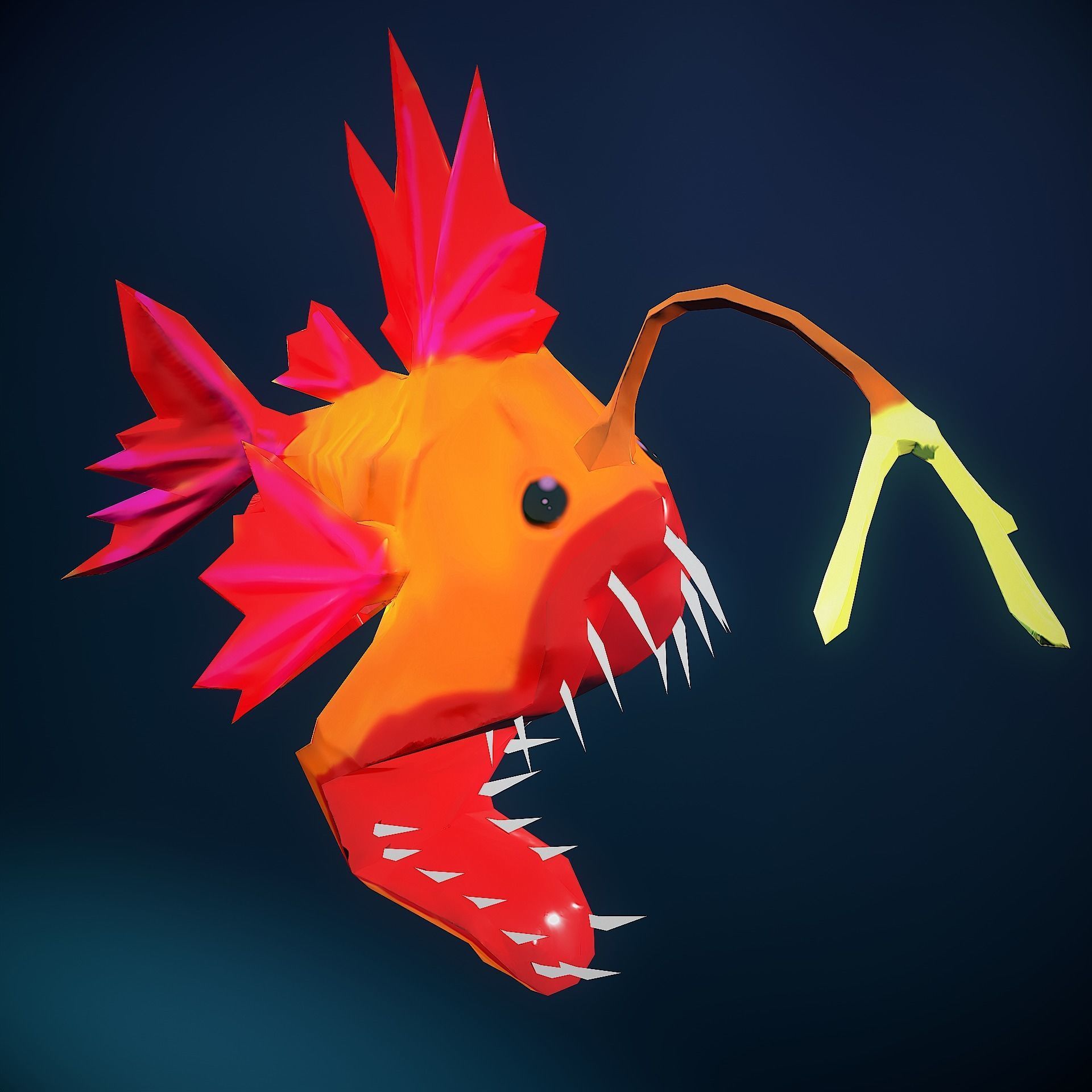 Stylized Anglerfish free VR / AR / low-poly 3D model animated rigged ...