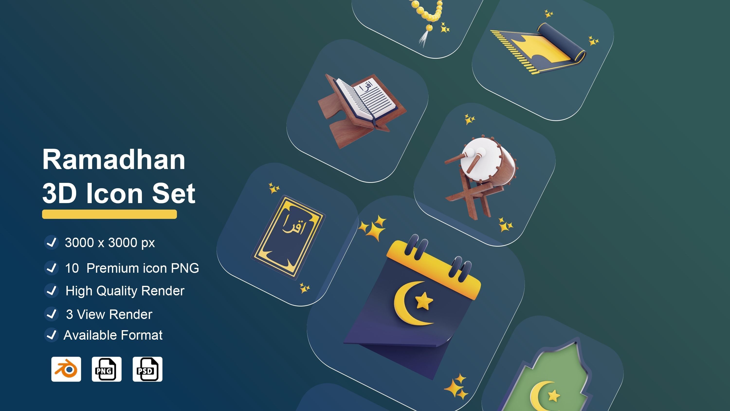 RAMADHAN ICON 3D SET 3D model | CGTrader