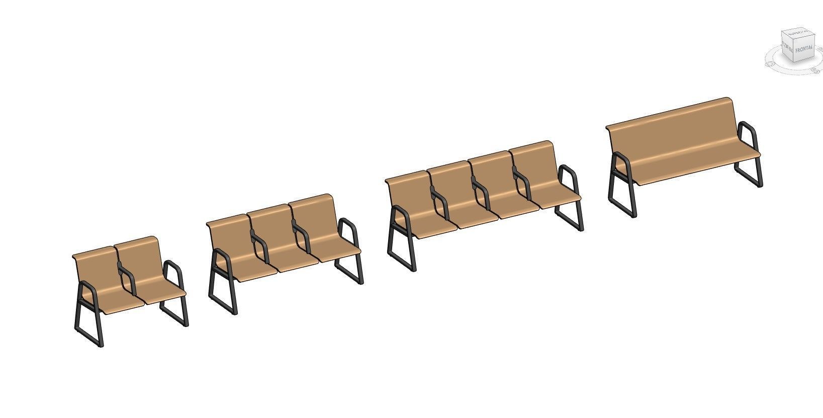 Waiting Chair Set 3 Sizes - Family for Revit 3D model | CGTrader