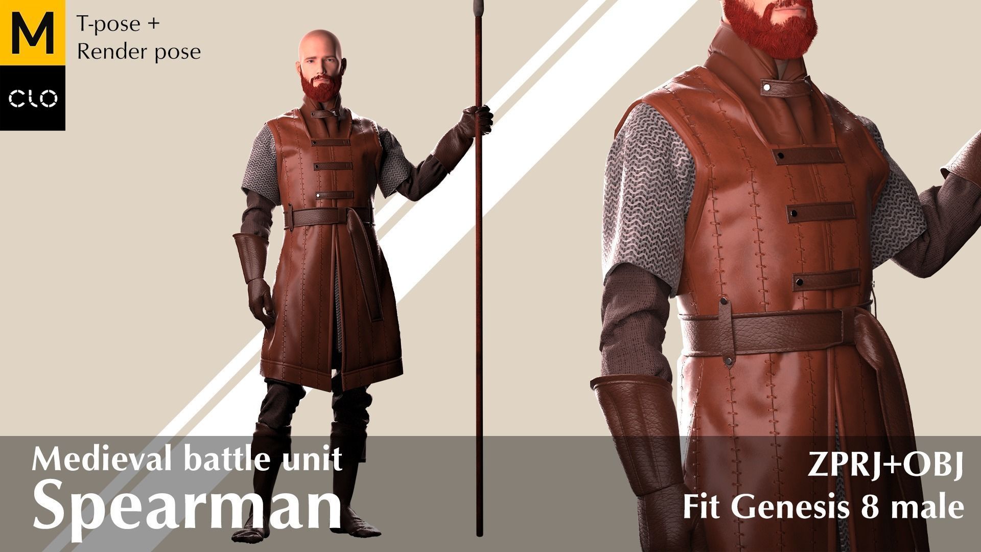 Medieval spearman leather armor 3D model | CGTrader