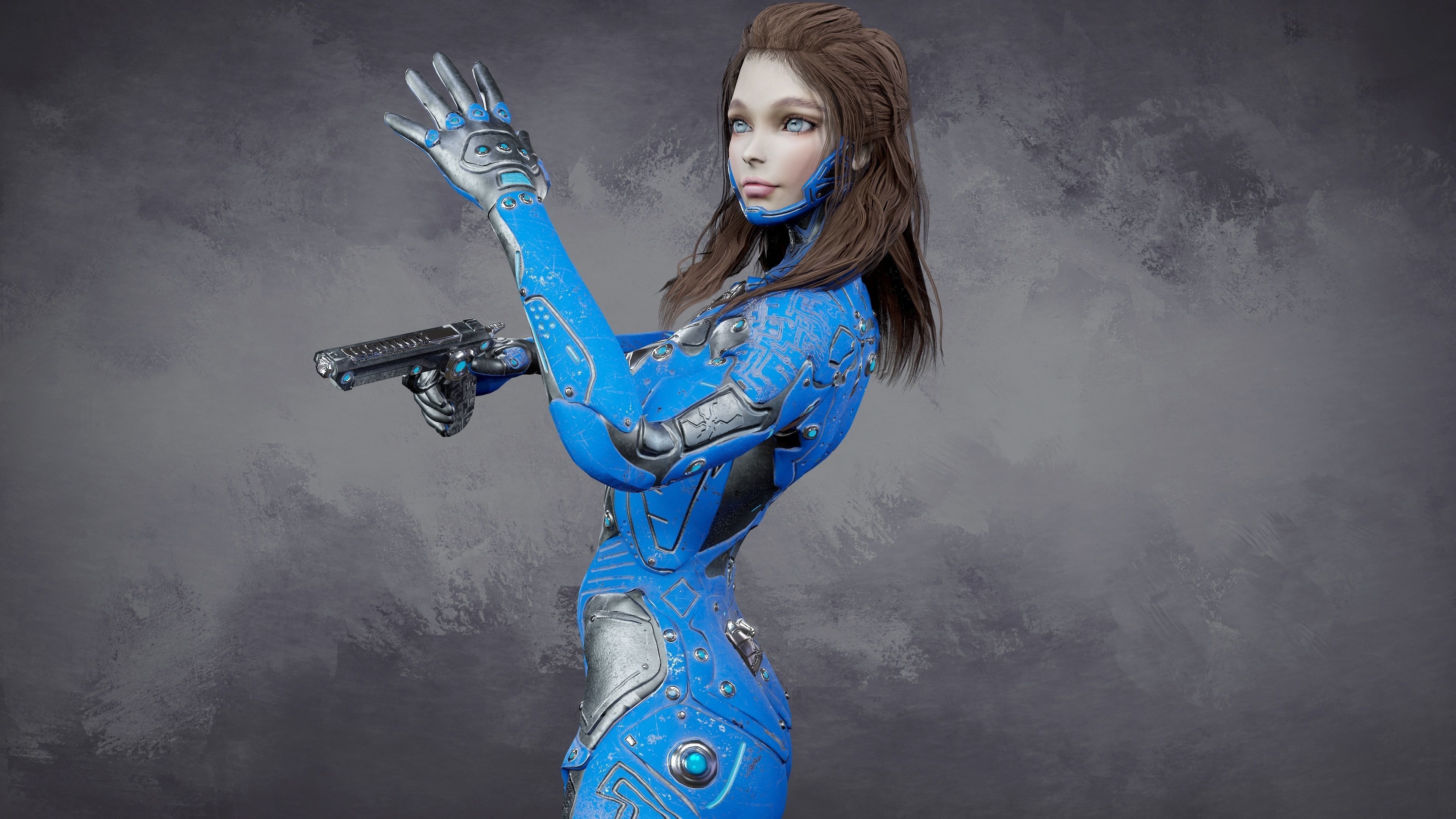 3D model Sci Fi Rachel VR / AR / low-poly rigged animated | CGTrader