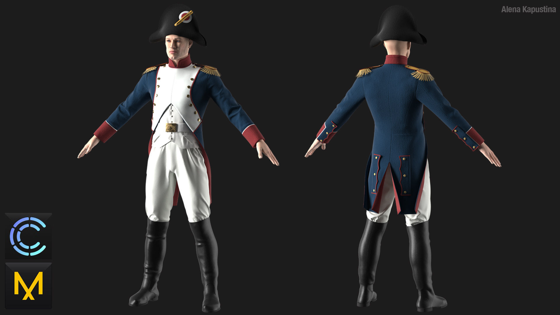 French Army officer Marvelous Designer project 3D model | CGTrader