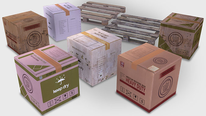 3D model Game ready Cardboard boxes Low-poly VR / AR / low-poly | CGTrader