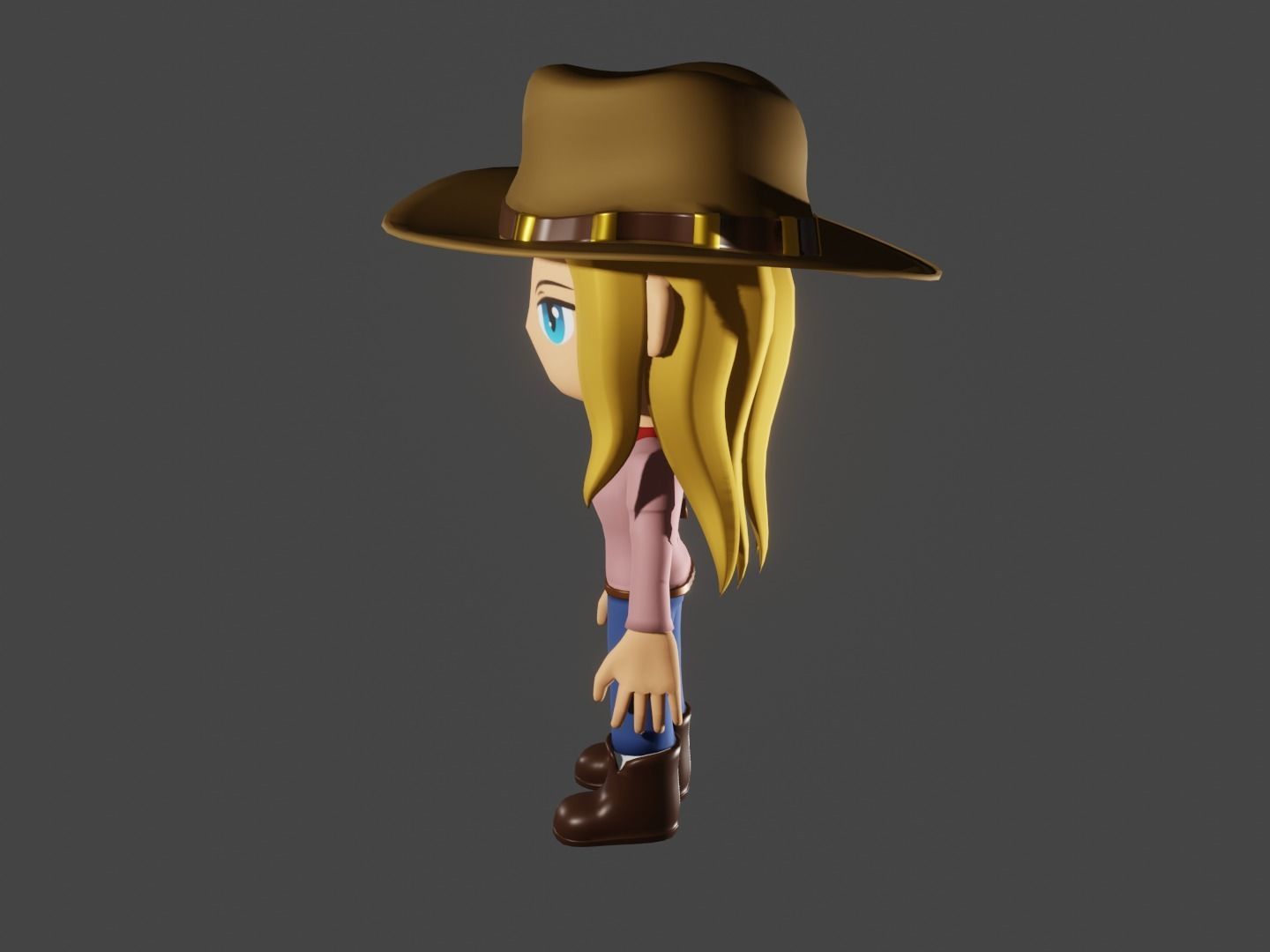 3D model animated western cowgirl - female cowboy - anime - toon VR ...