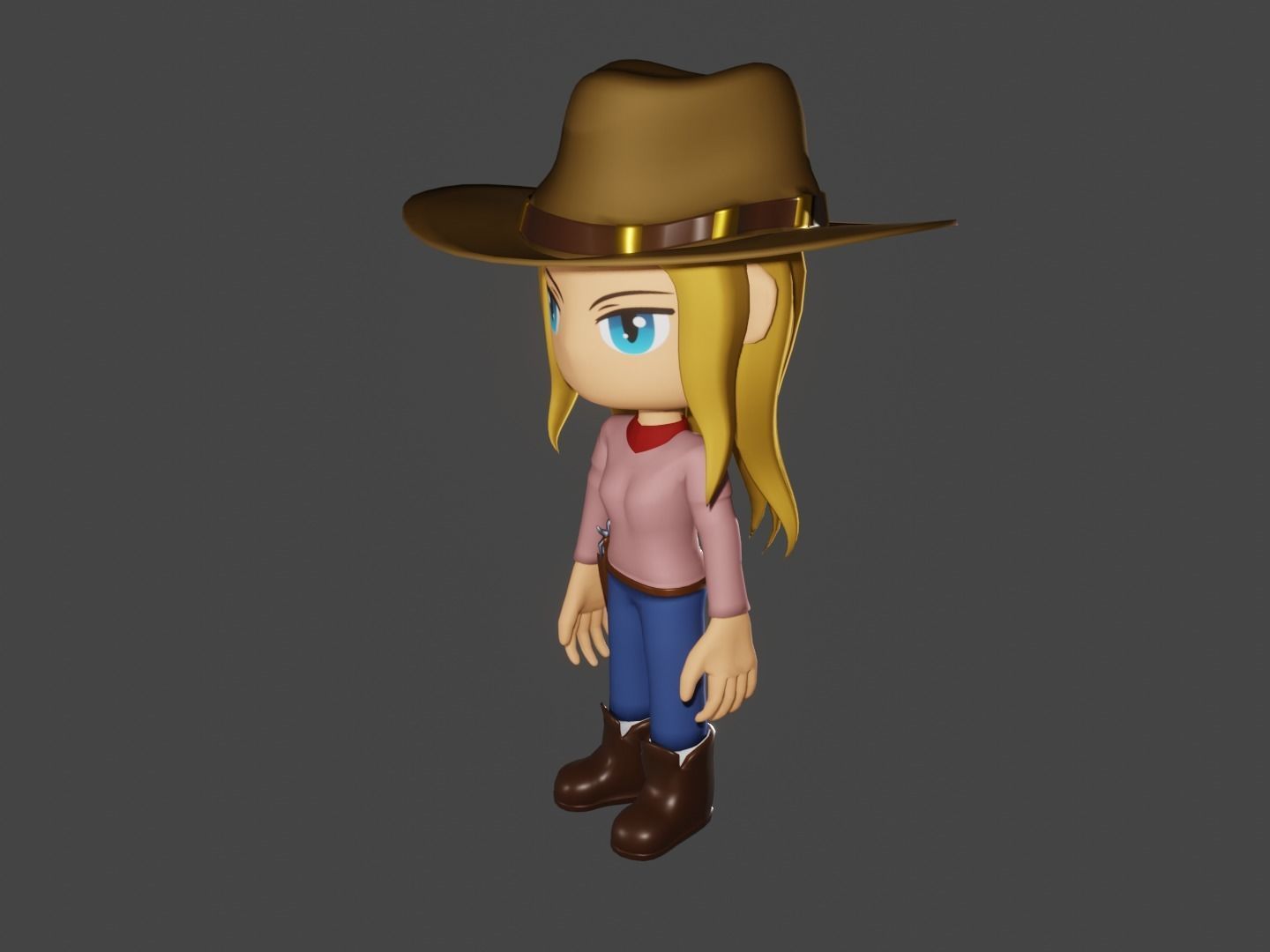 3D model animated western cowgirl - female cowboy - anime - toon VR ...