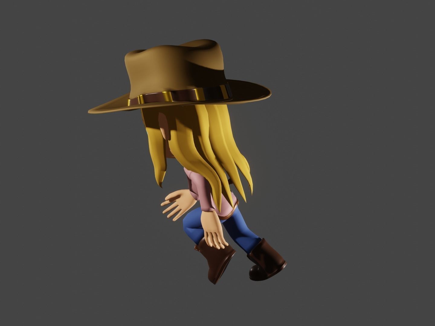 3D model animated western cowgirl - female cowboy - anime - toon VR ...