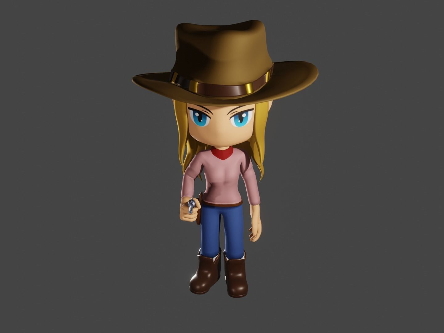 3D model animated western cowgirl - female cowboy - anime - toon VR ...
