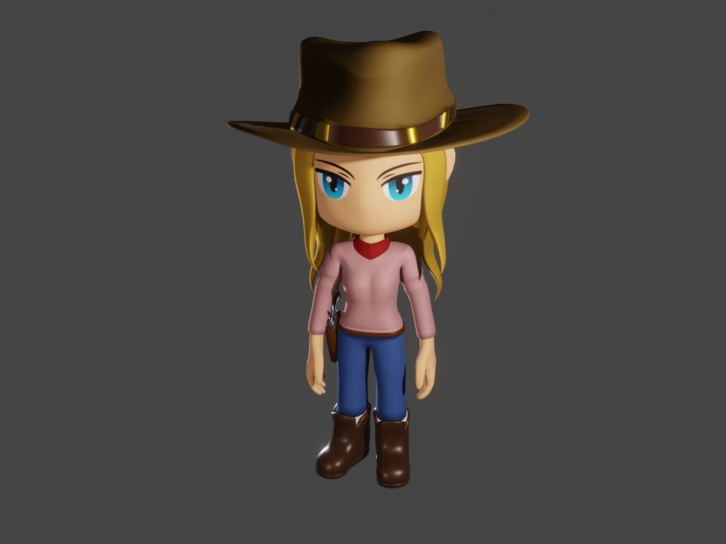 3D model animated western cowgirl - female cowboy - anime - toon VR ...
