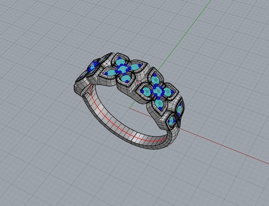 Women ring gems 3dm stl 3D model 3D printable | CGTrader
