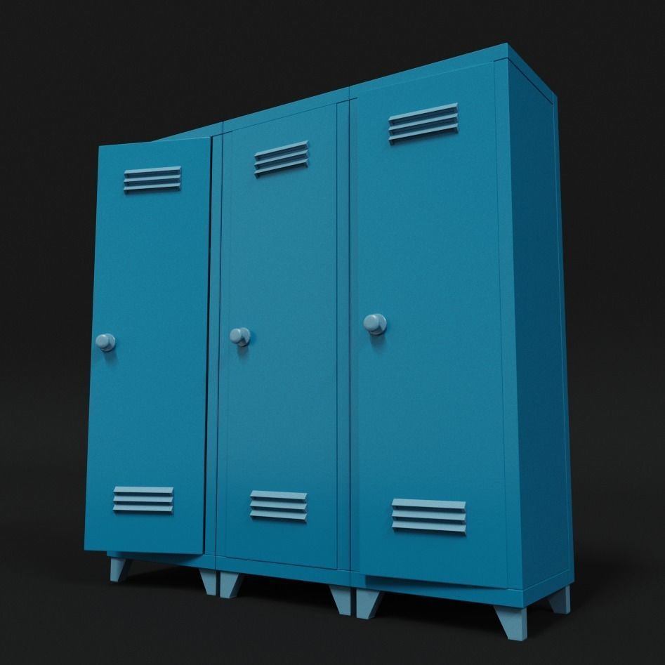 3D model Locker low poly 3d model three lockers VR / AR / low-poly ...