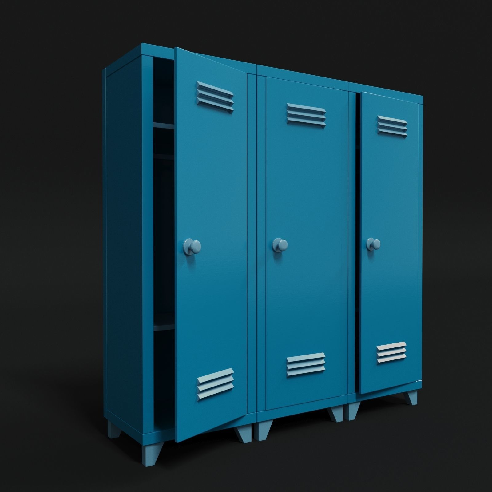 3D model Locker low poly 3d model three lockers VR / AR / low-poly ...