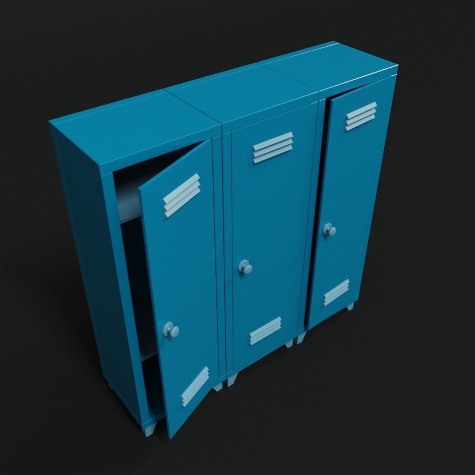 3D model Locker low poly 3d model three lockers VR / AR / low-poly ...