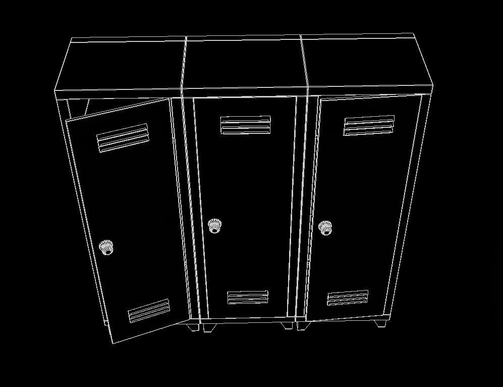 3D model Locker low poly 3d model three lockers VR / AR / low-poly ...