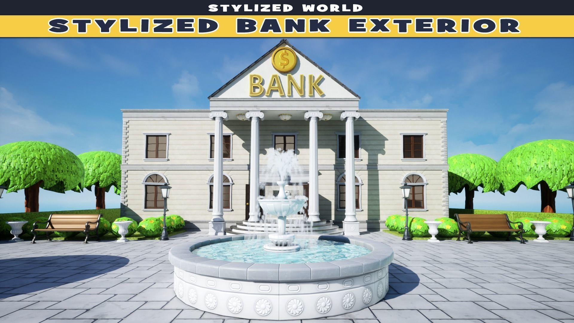 3D model Stylized Bank Exterior VR / AR / low-poly | CGTrader