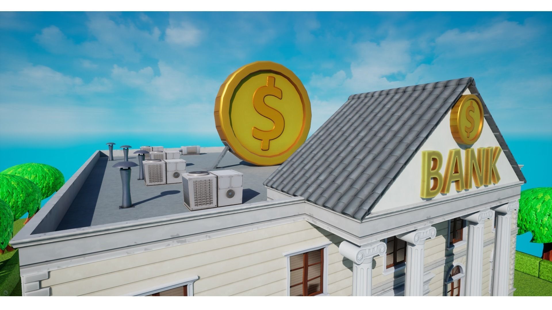 3D model Stylized Bank Exterior VR / AR / low-poly | CGTrader