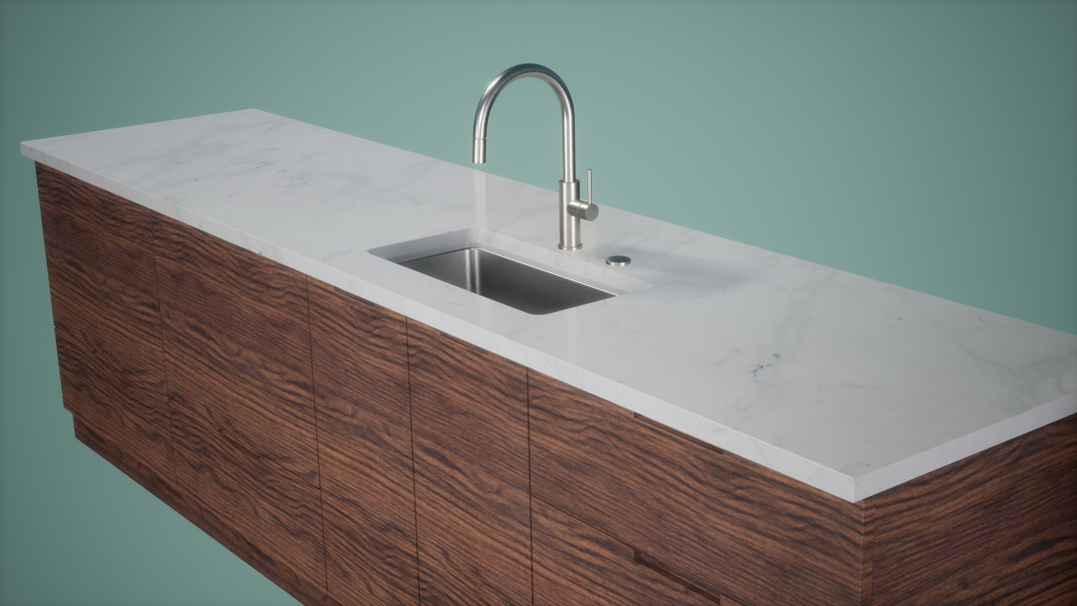 3D model Kitchen Counter Side Low Poly Game Ready VR / AR / low-poly ...