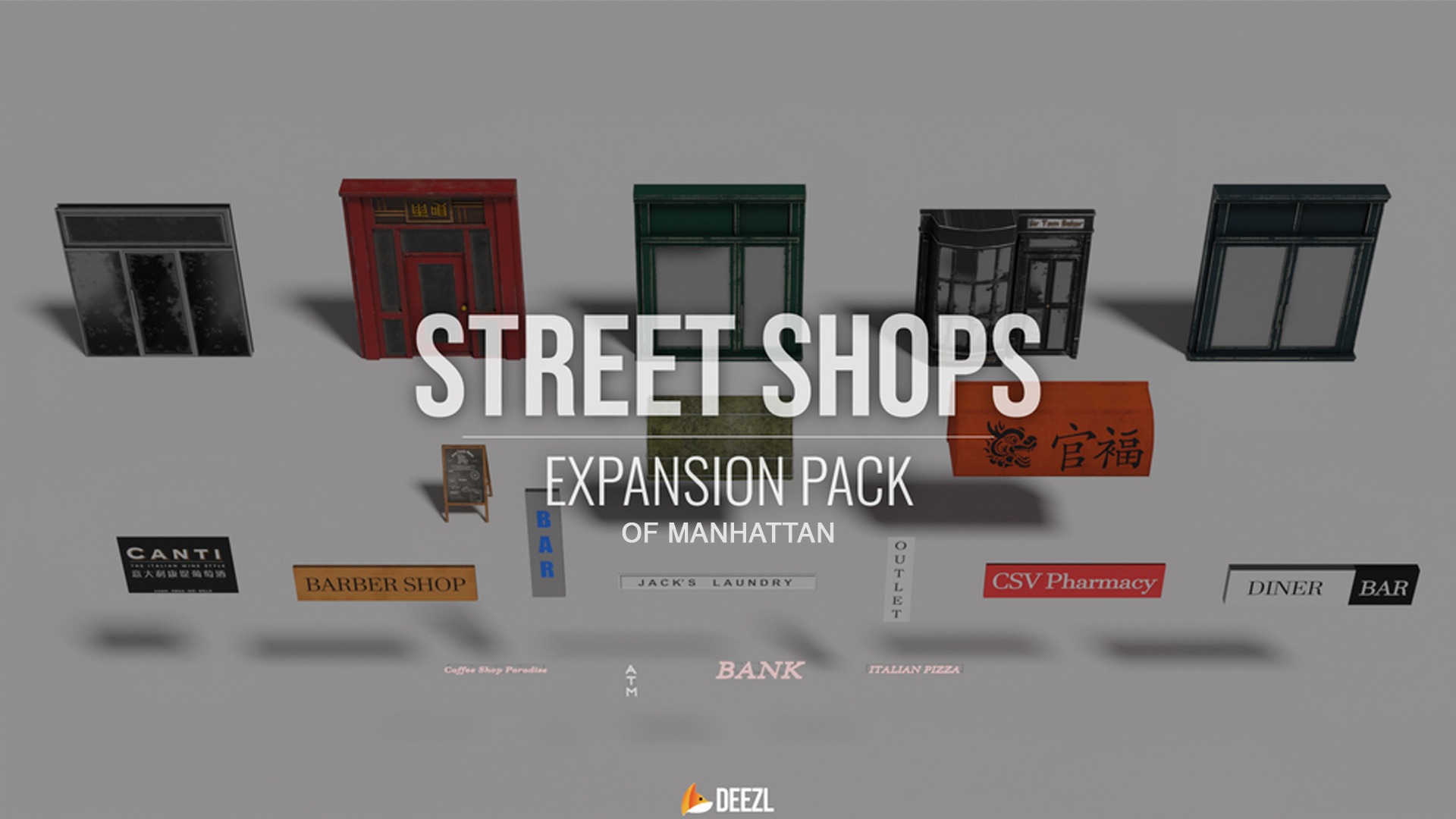 3D model Street Shops - Expansion Pack VR / AR / low-poly | CGTrader