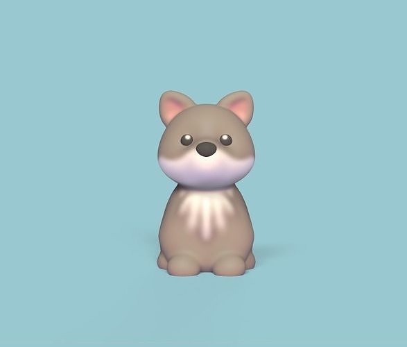 Cute Wolf 3D model 3D printable | CGTrader