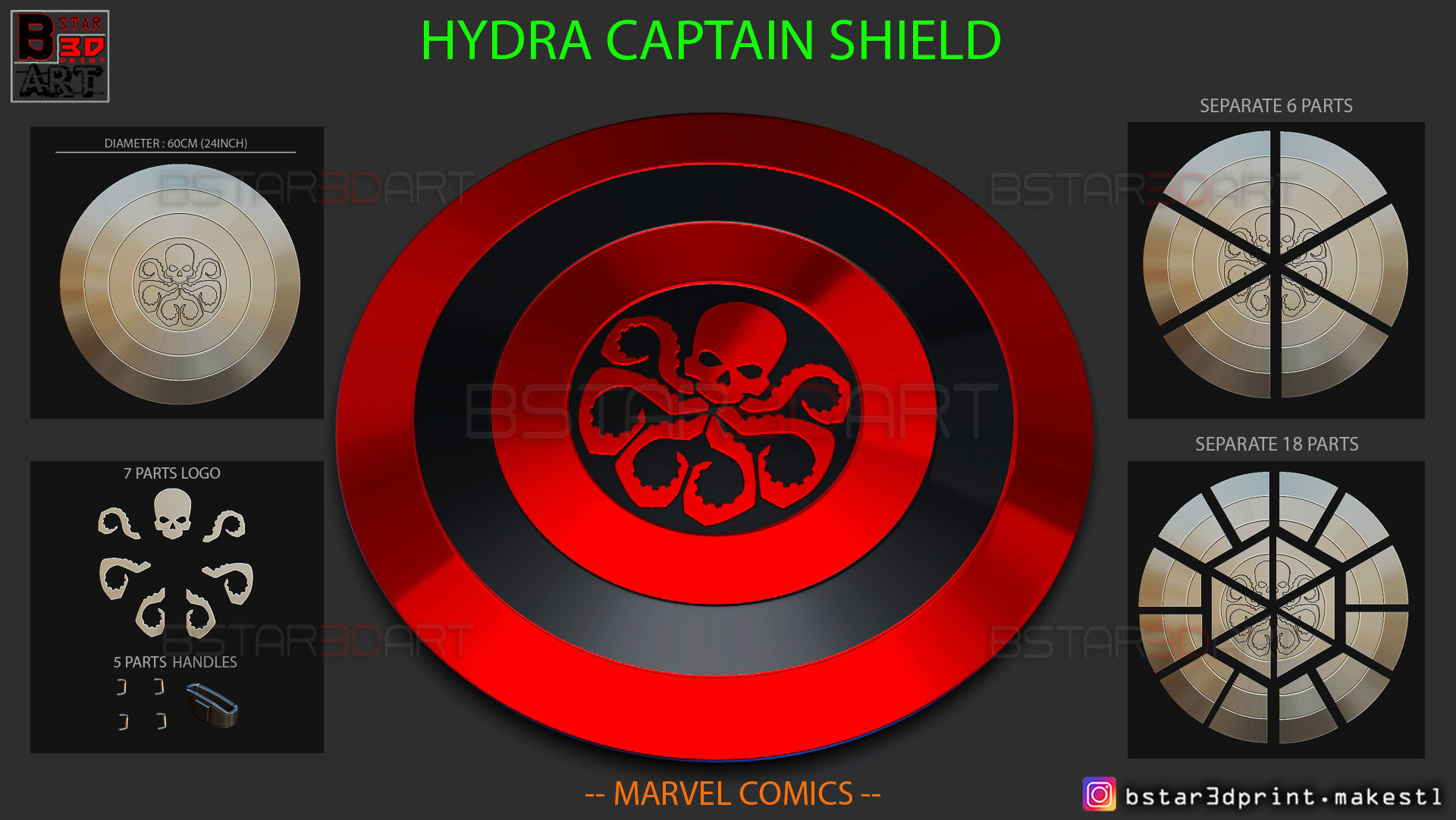The Shield Hydra captain America - Hail Hydra - Marvel comics 3D model ...