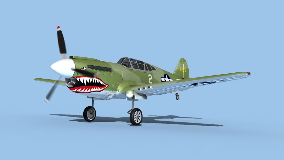 Curtiss P-40F Warhawk V01 USAAF 3D model animated rigged | CGTrader