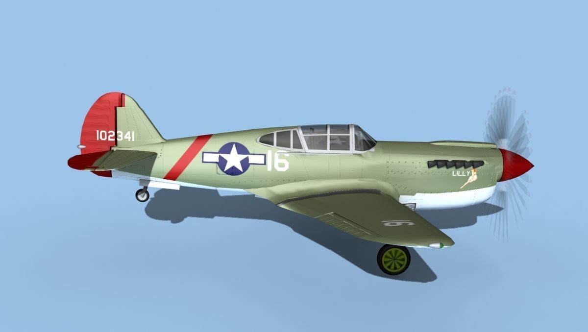 Curtiss P-40F Warhawk V02 USAAF 3D model animated rigged | CGTrader