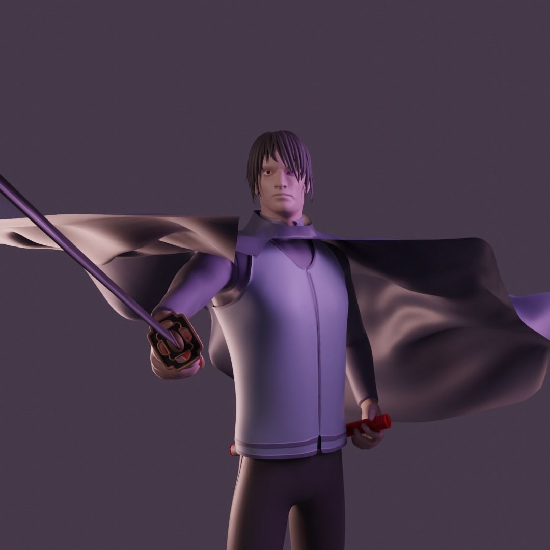 3D model Sasuke 3d-Model animated character holding sword VR / AR / low ...