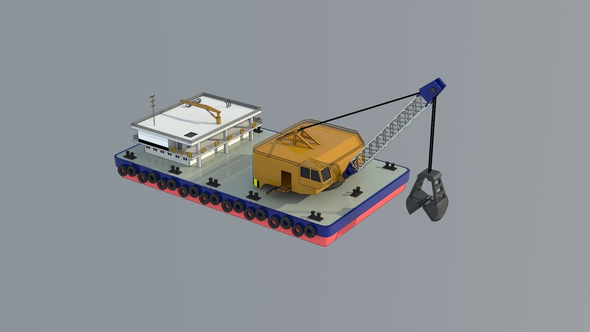dredger boat with crane 3D model animated | CGTrader