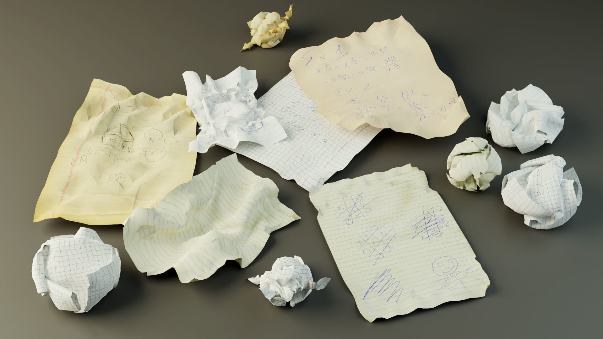 3D model Crumpled Paper Pack VR / AR / low-poly | CGTrader