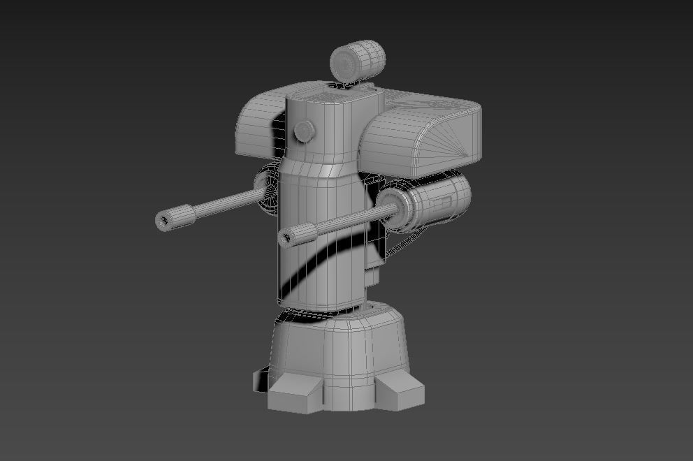 3D model Stylized Gun Turret Equipped With Searchlight VR / AR / low ...