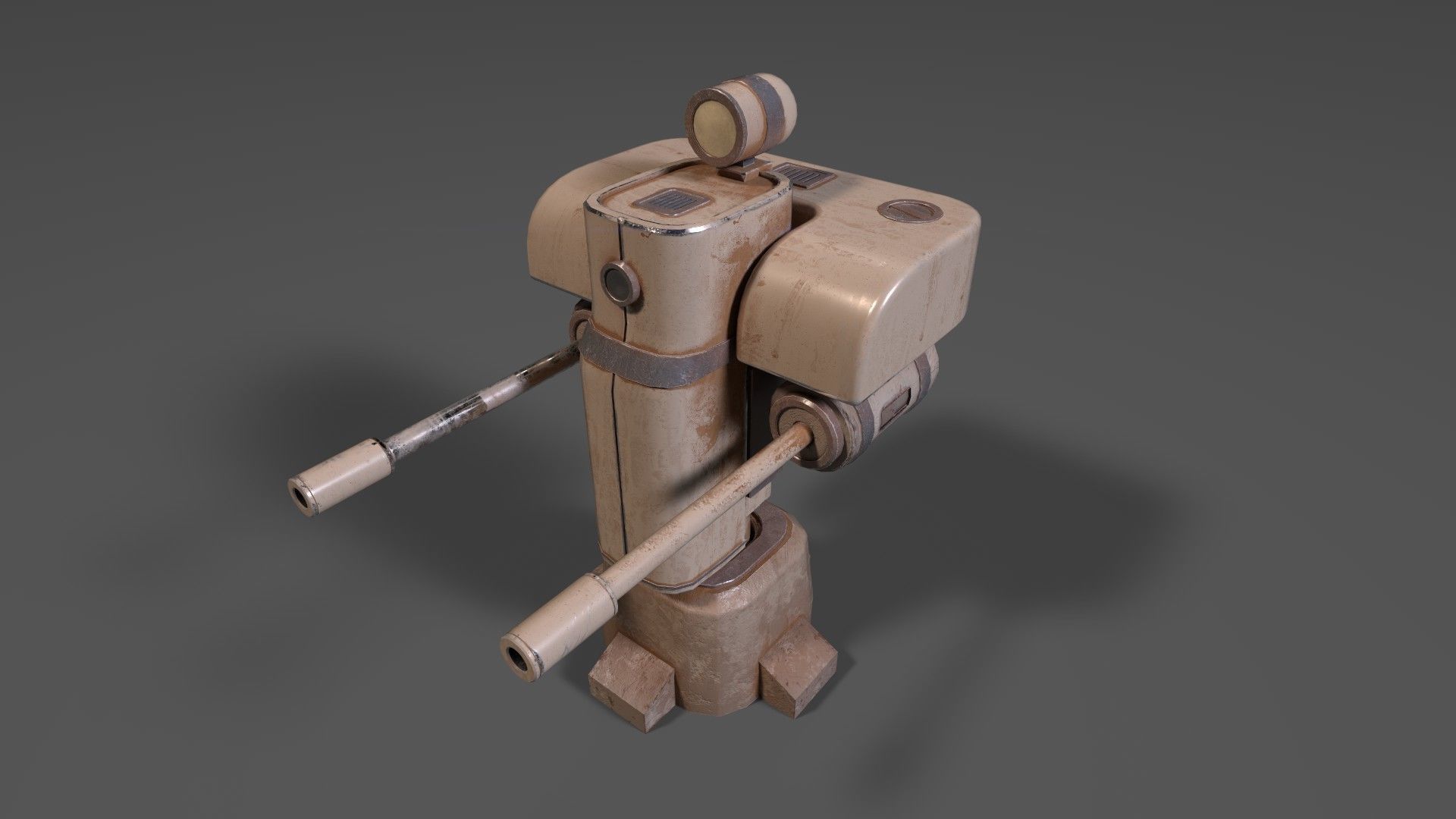 3D model Stylized Gun Turret Equipped With Searchlight VR / AR / low ...