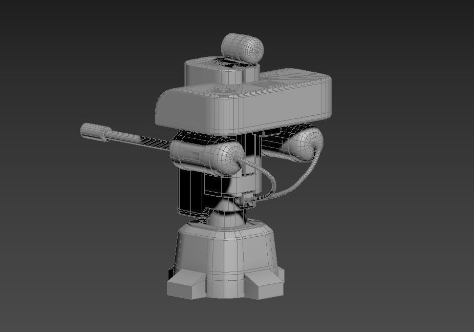 3D model Stylized Gun Turret Equipped With Searchlight VR / AR / low ...